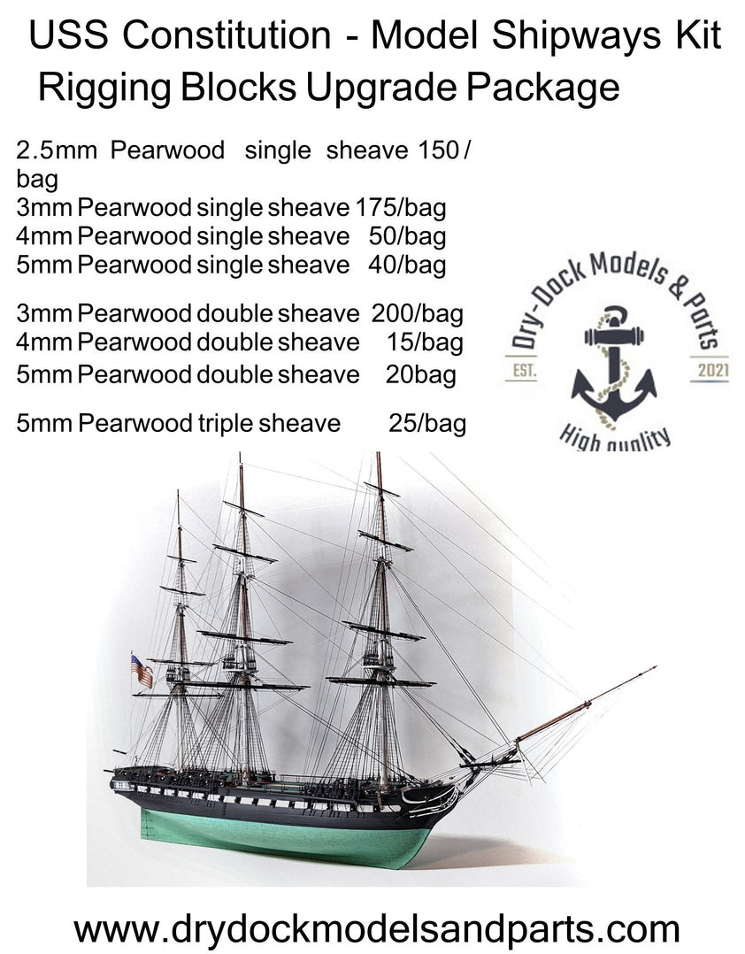 USS Constitution 1797 1:76 - Pearwood Pearwood Rigging Blocks Upgrade ...