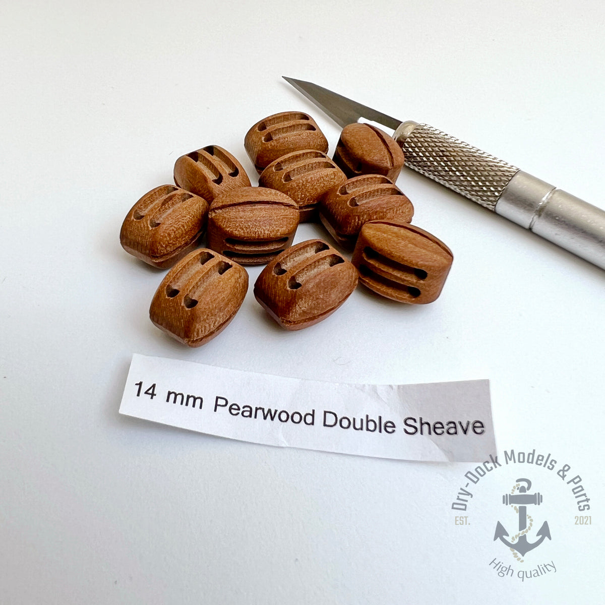 14mm Pearwood Double Sheave - High quality premium rigging blocks ( 10 ...
