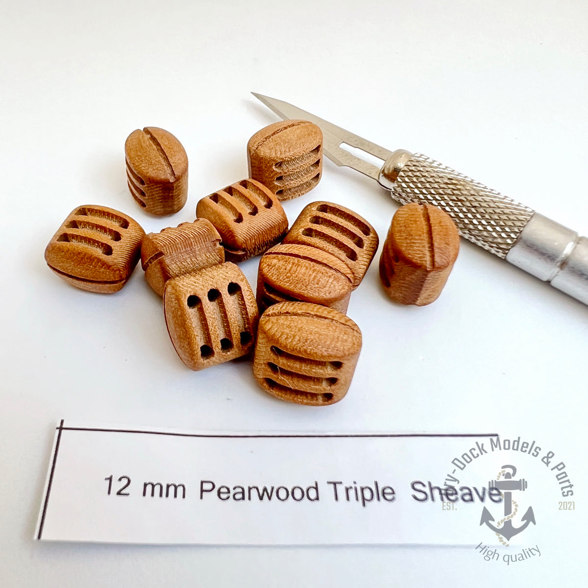 12mm Pearwood Triple Sheave - High quality premium rigging blocks ( 10 ...