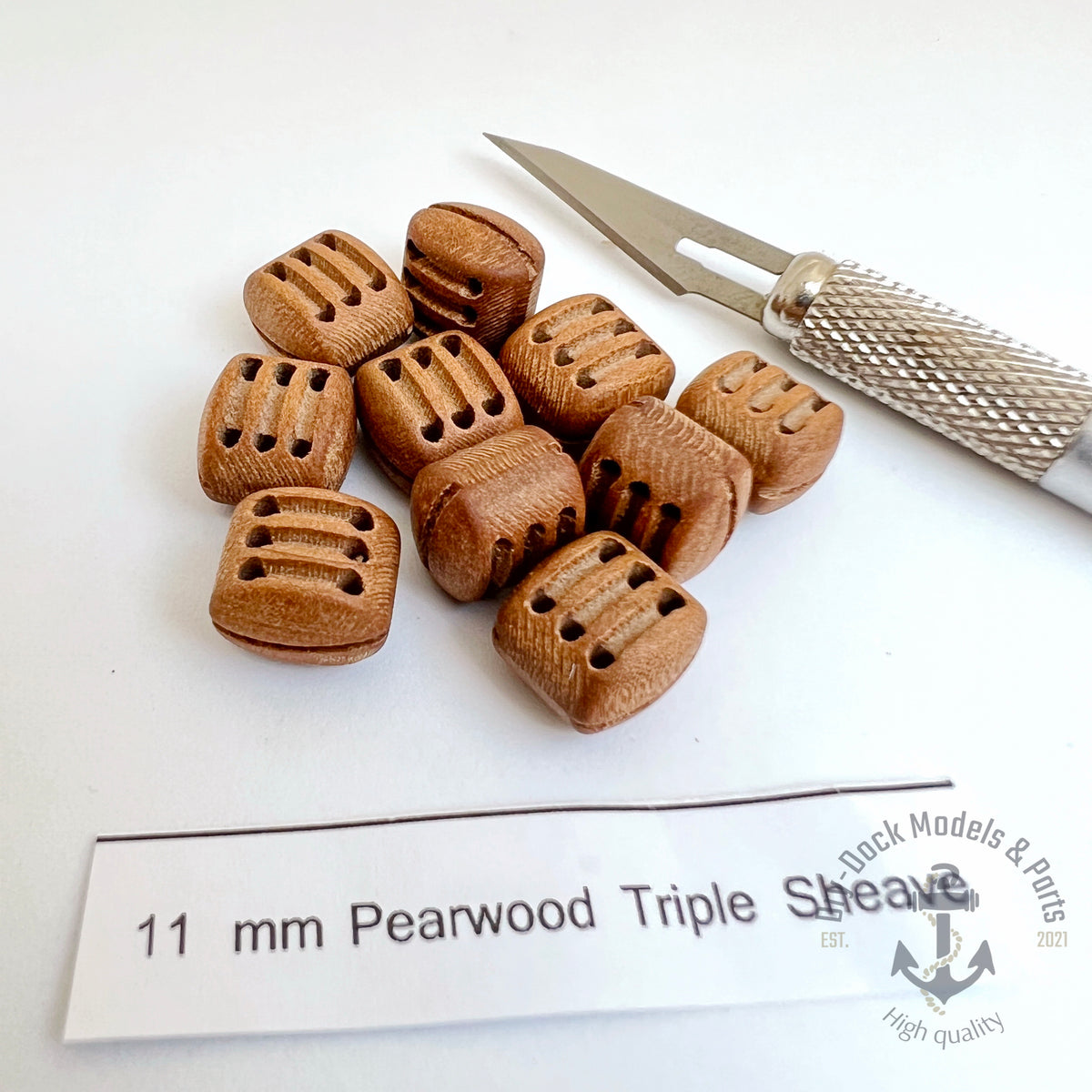 11mm Pearwood Triple Sheave - High quality premium rigging blocks ( 10 ...